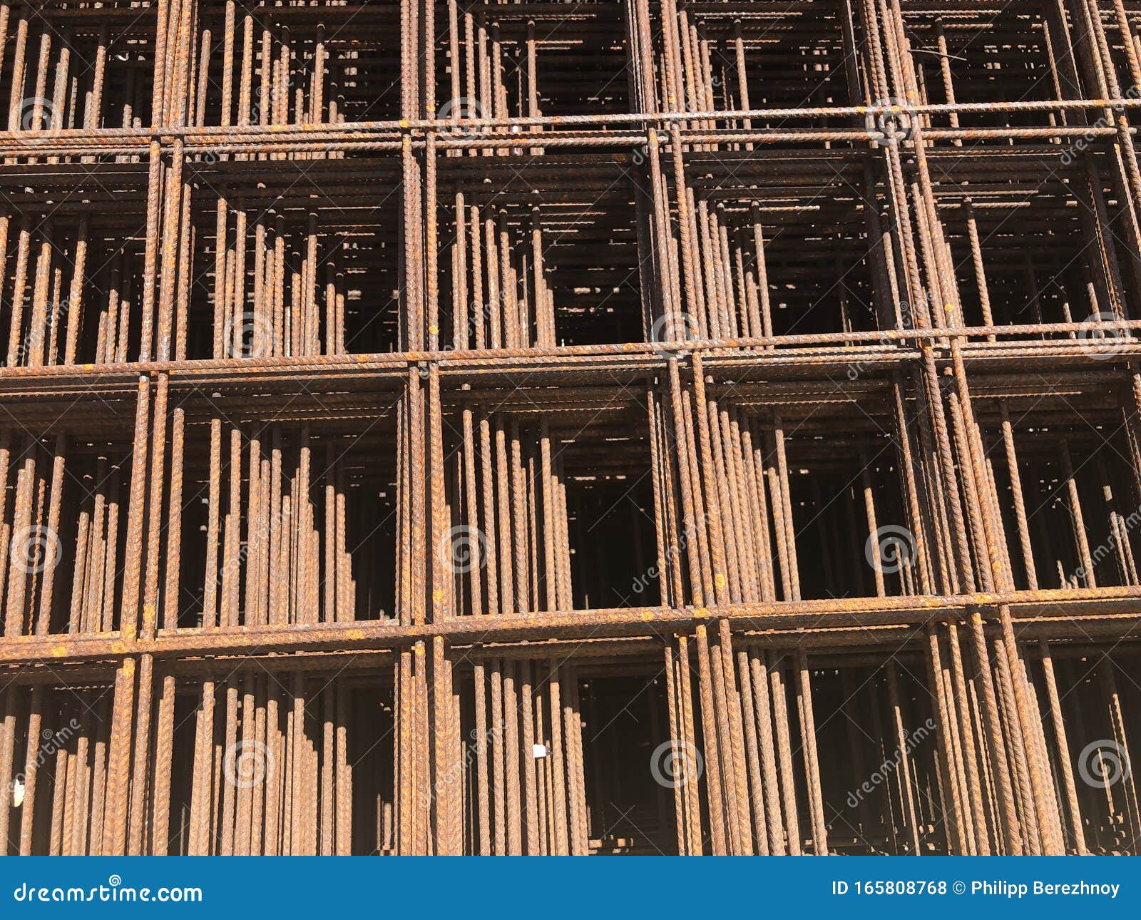 Piled Iron Reinforcement Workpieces. Metal Mesh for Reinforcement Stock ...