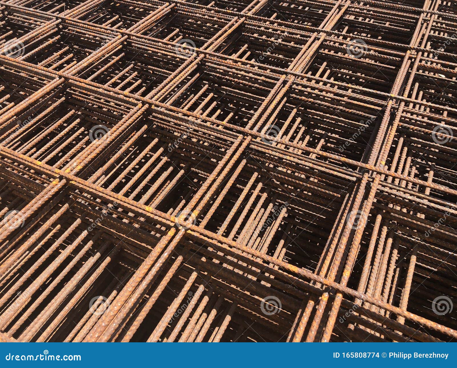 Piled Iron Reinforcement Workpieces. Metal Mesh for Reinforcement Stock ...