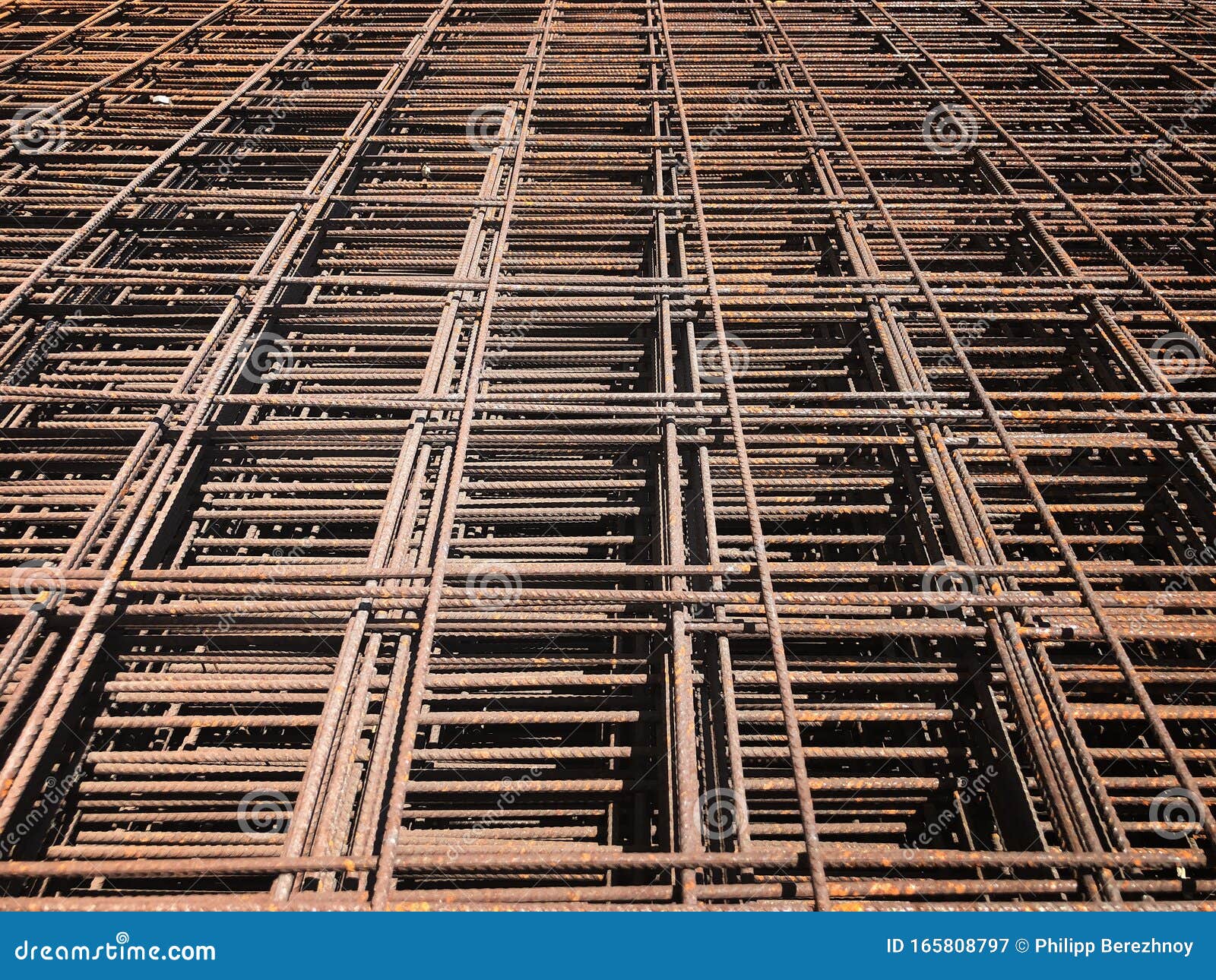 Piled Iron Reinforcement Workpieces. Metal Mesh for Reinforcement Stock ...