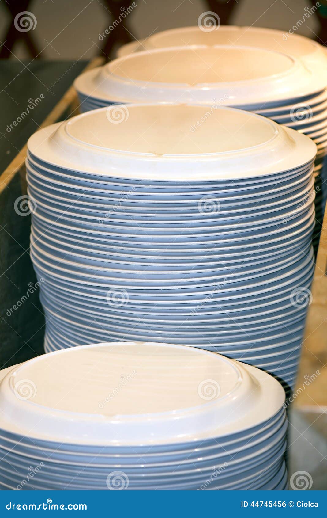 Piled Stack of Clean Dishes Plates Stock Photo - Image of side, gray ...