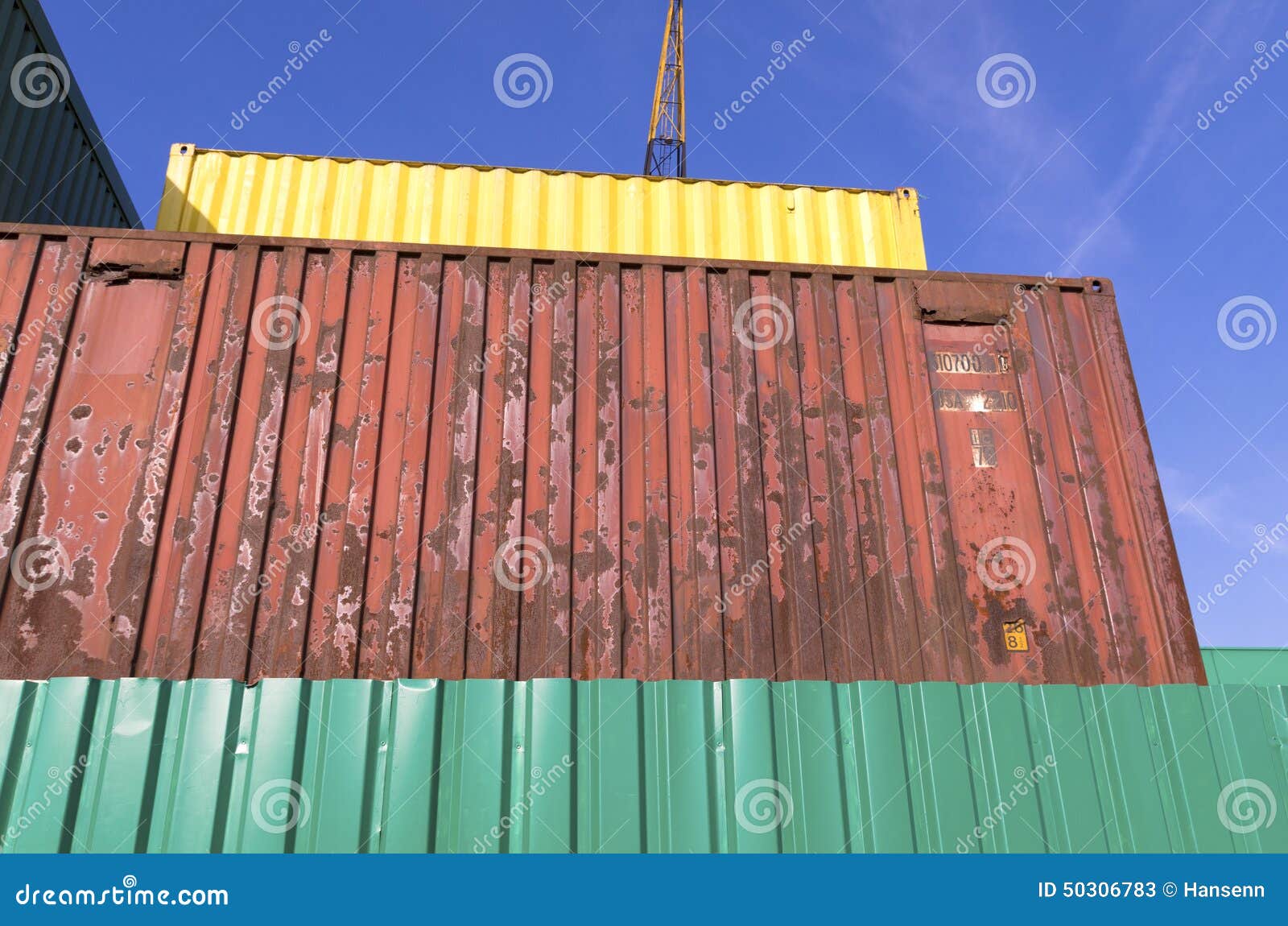 Piled up containers stock image. Image of outdoors, steel - 50306783