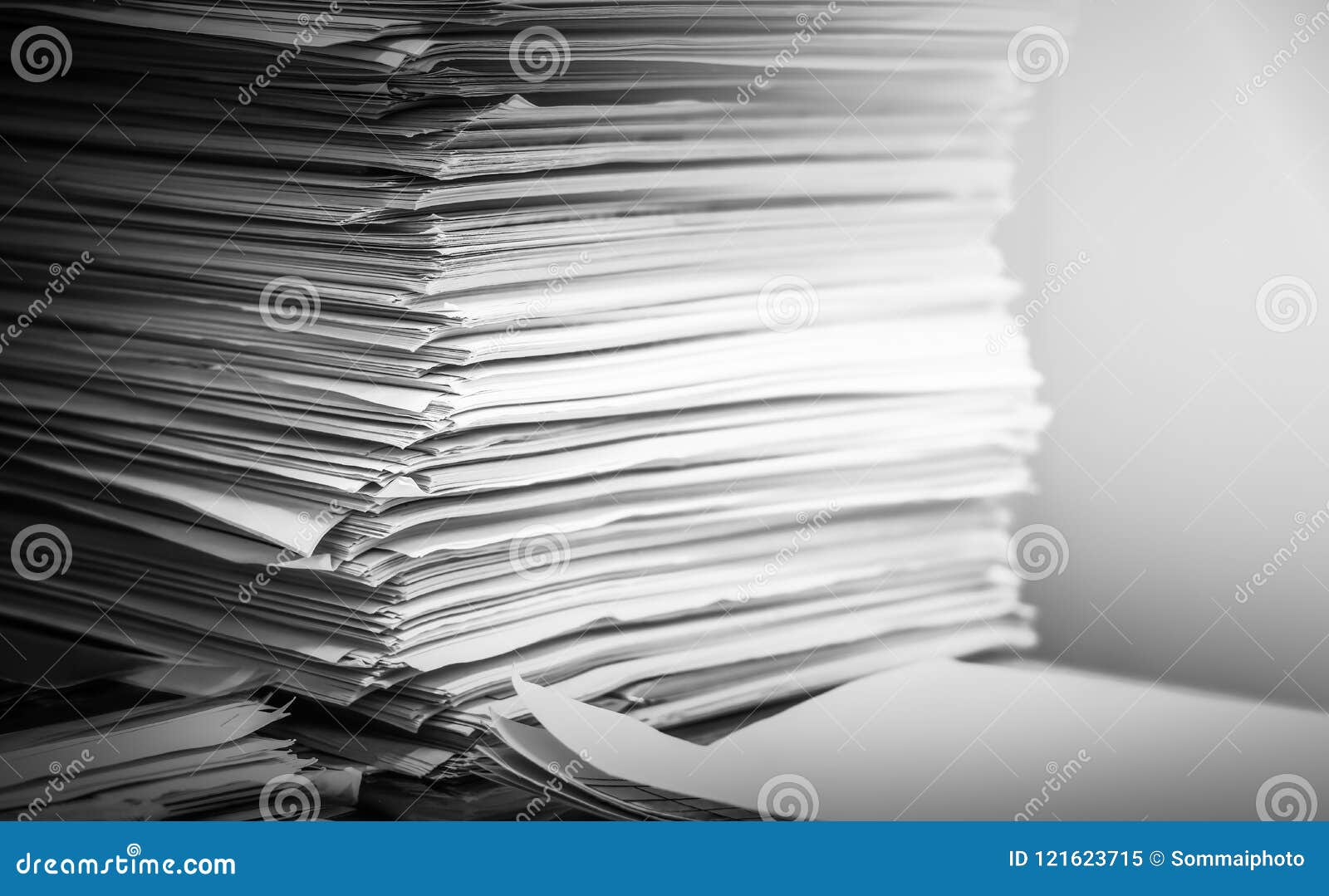 A Piled Up Office Work Papers Stock Image - Image of document, texture ...