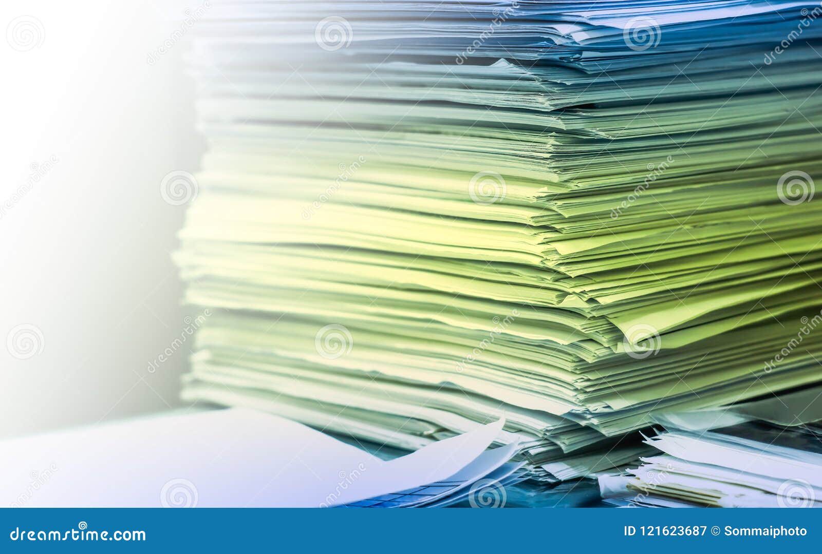 A Piled Up Office Work Papers Stock Image - Image of file, parchment ...