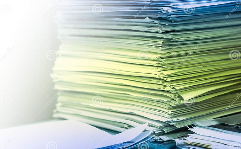 A Piled Up Office Work Papers Stock Image - Image of file, parchment ...