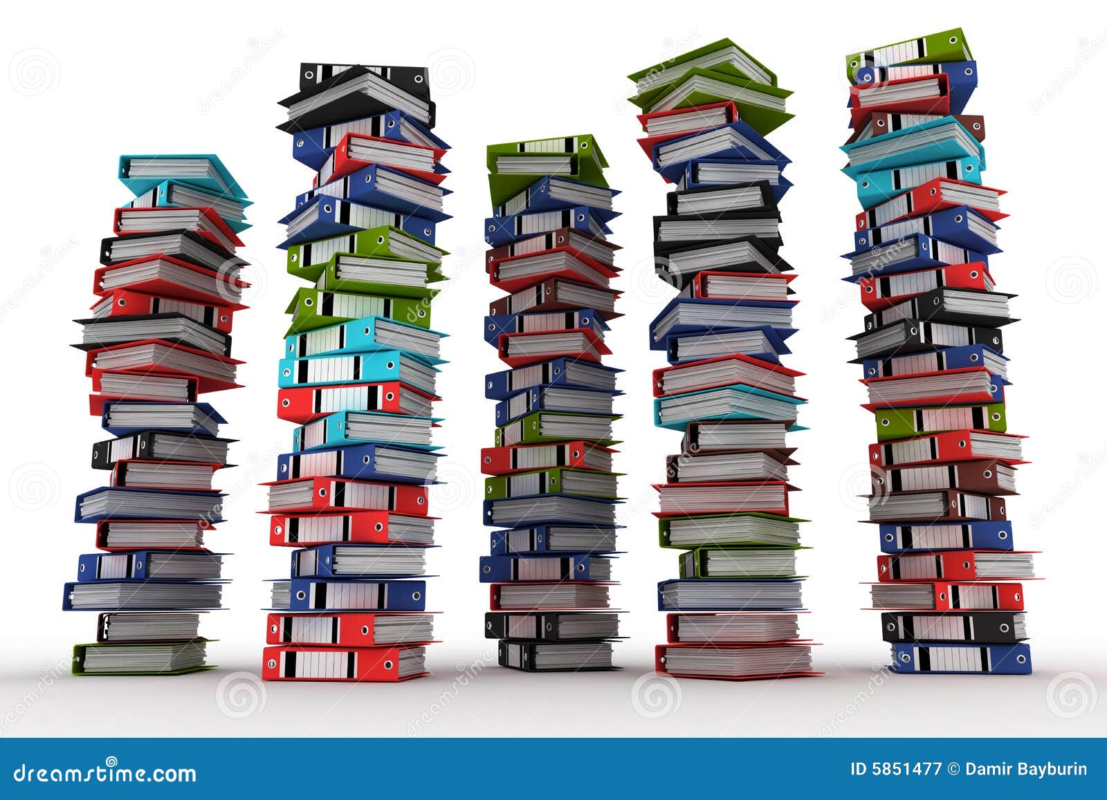 A Piles of Archive Binders Isolated on White Backg Stock Illustration ...
