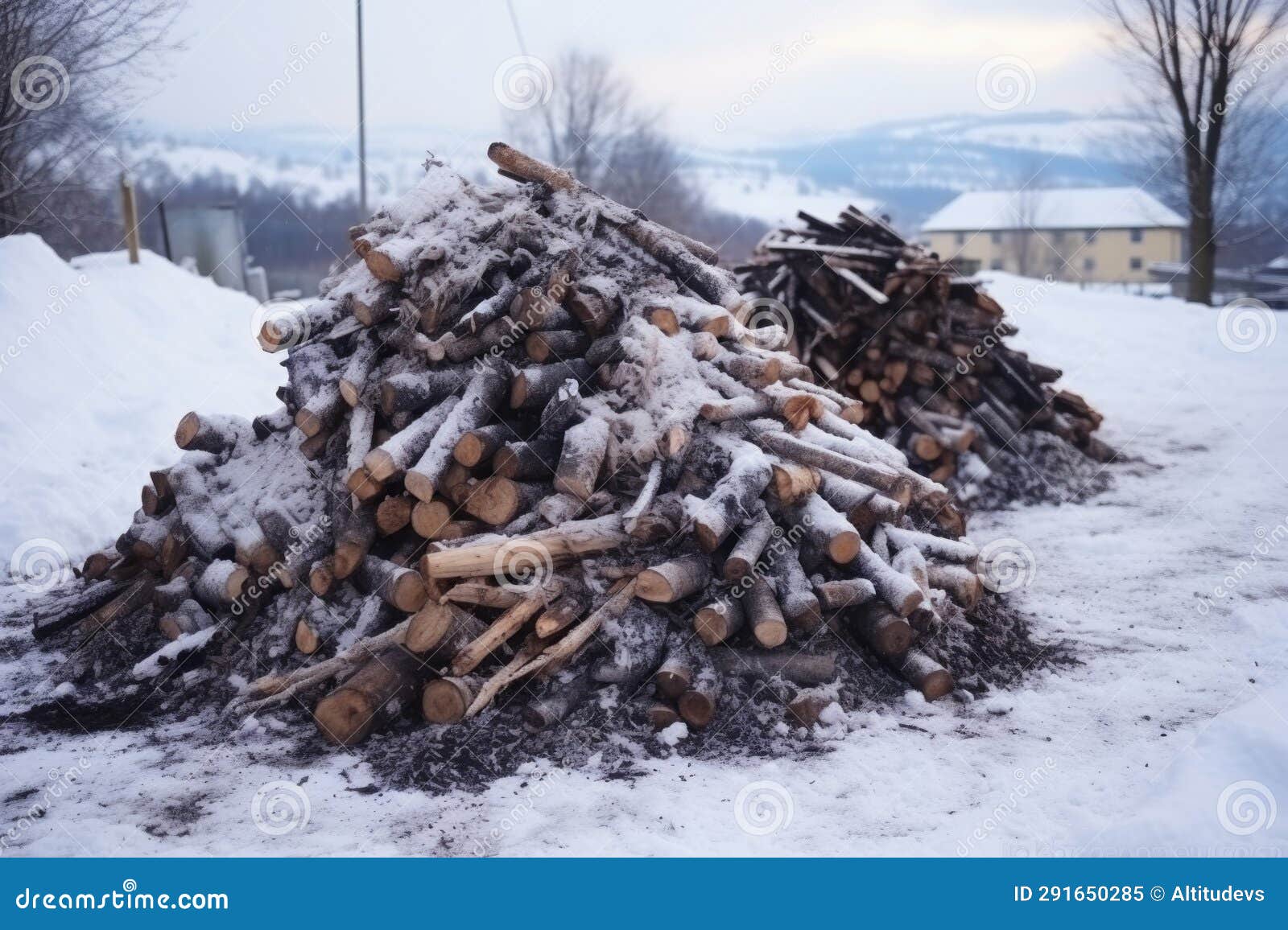 Piles of Ash from the Finished Bonfire in Snow Stock Image - Image of ...