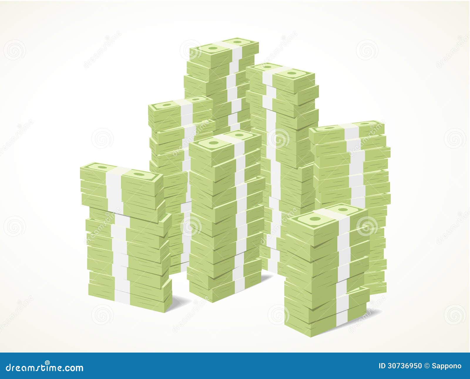 Piles of banknotes stock illustration. Illustration of banknote - 30736950