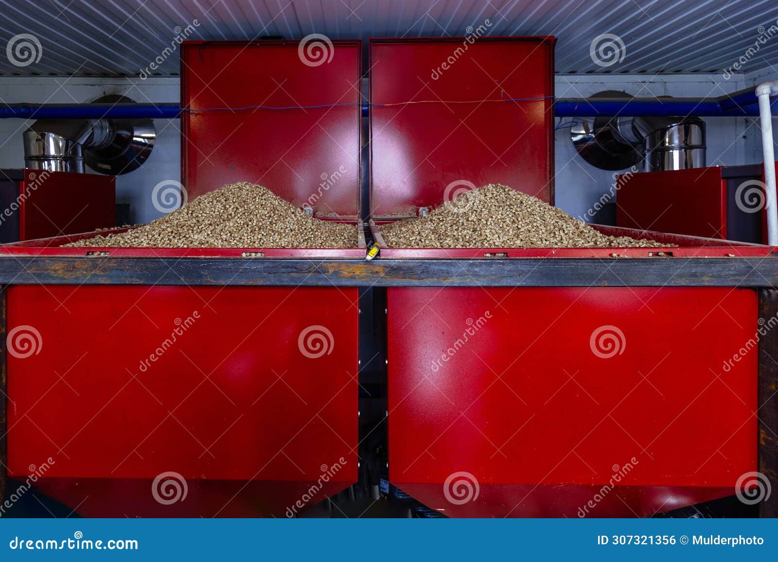 Piles of Bio Fuel Pellets in Boiler Room Stock Photo - Image of ...