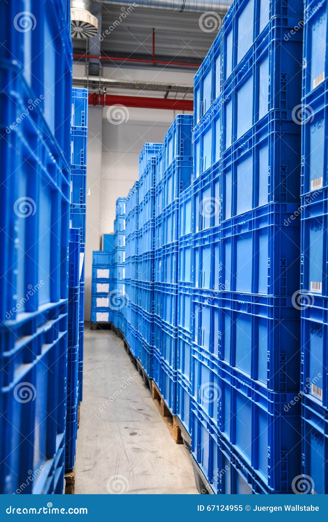 Piles of Blue Plastic Containers in a Warehouse in Germany. Stock Image ...