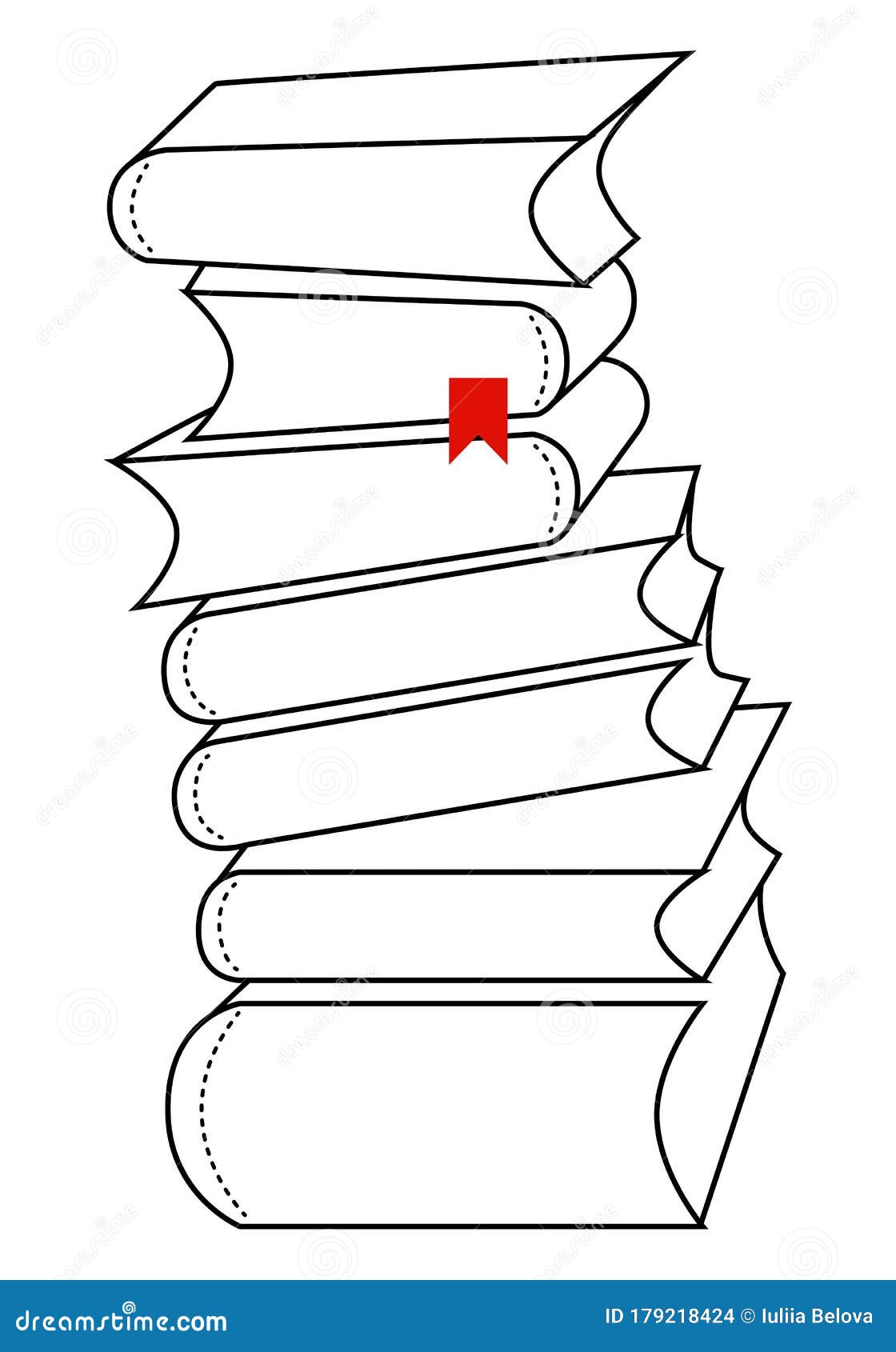 Piles of Books with Bookmarks. Line Drawing Stock Illustration ...