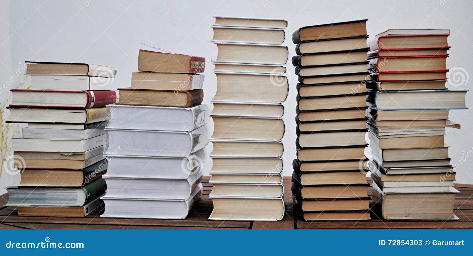 Piles of books stock image. Image of school, white, five - 72854303