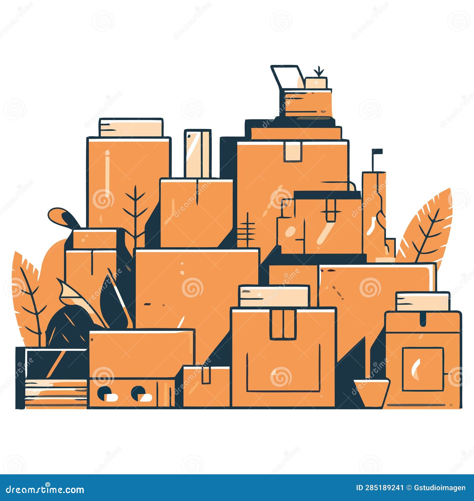 Piles of boxes stock vector. Illustration of technology - 285189241