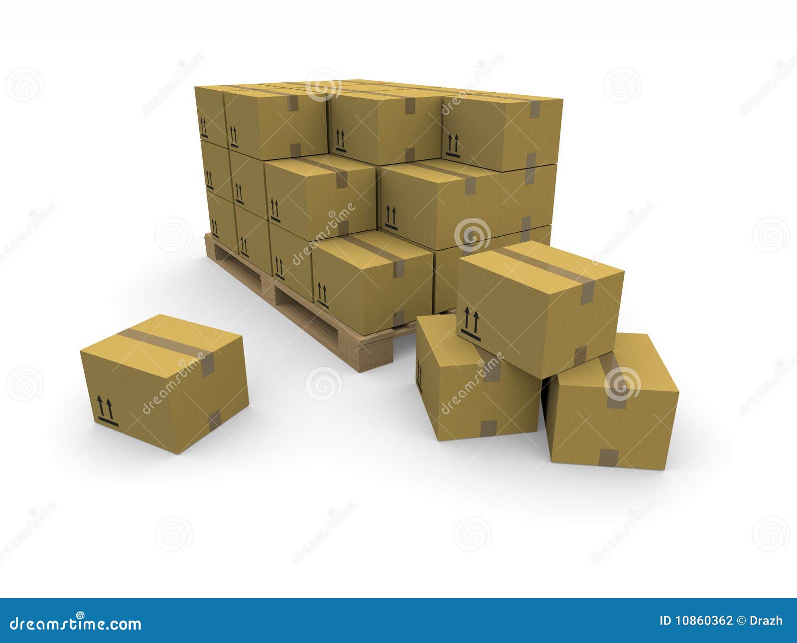 Piles of Cardboard Boxes on a Pallet Stock Illustration - Illustration ...