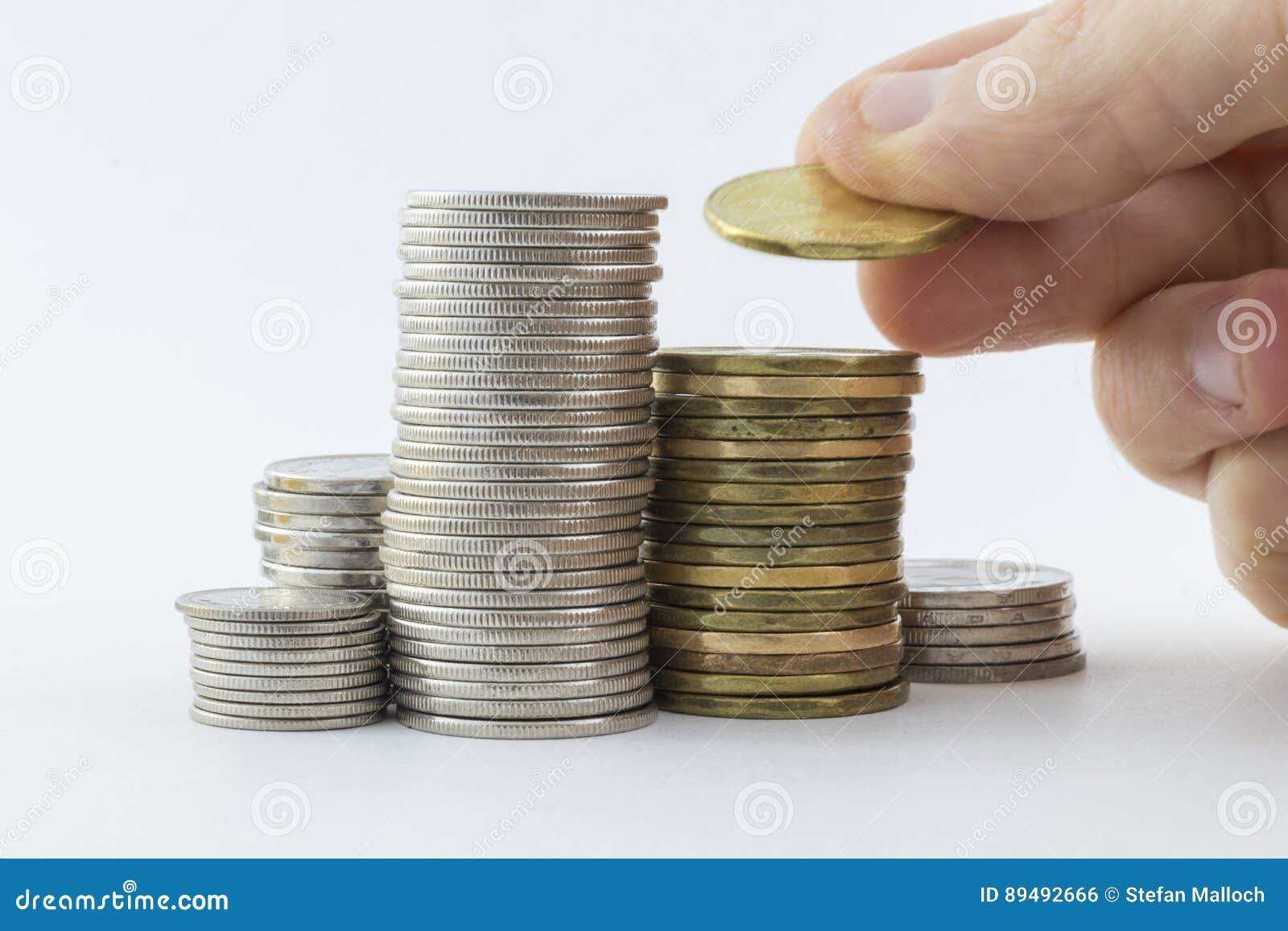 Piles of coins stock photo. Image of dime, american, dollar - 89492666