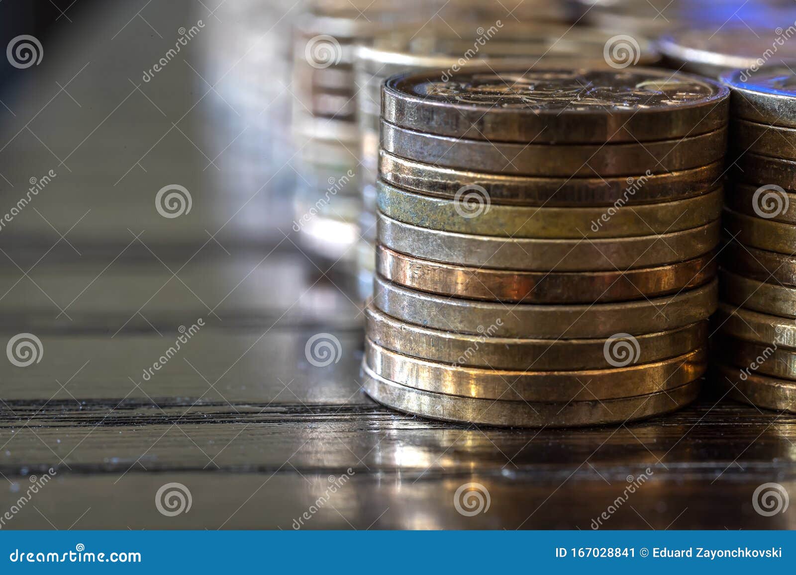 Coins Side View. Coins Macro Shot Stock Image - Image of concept ...