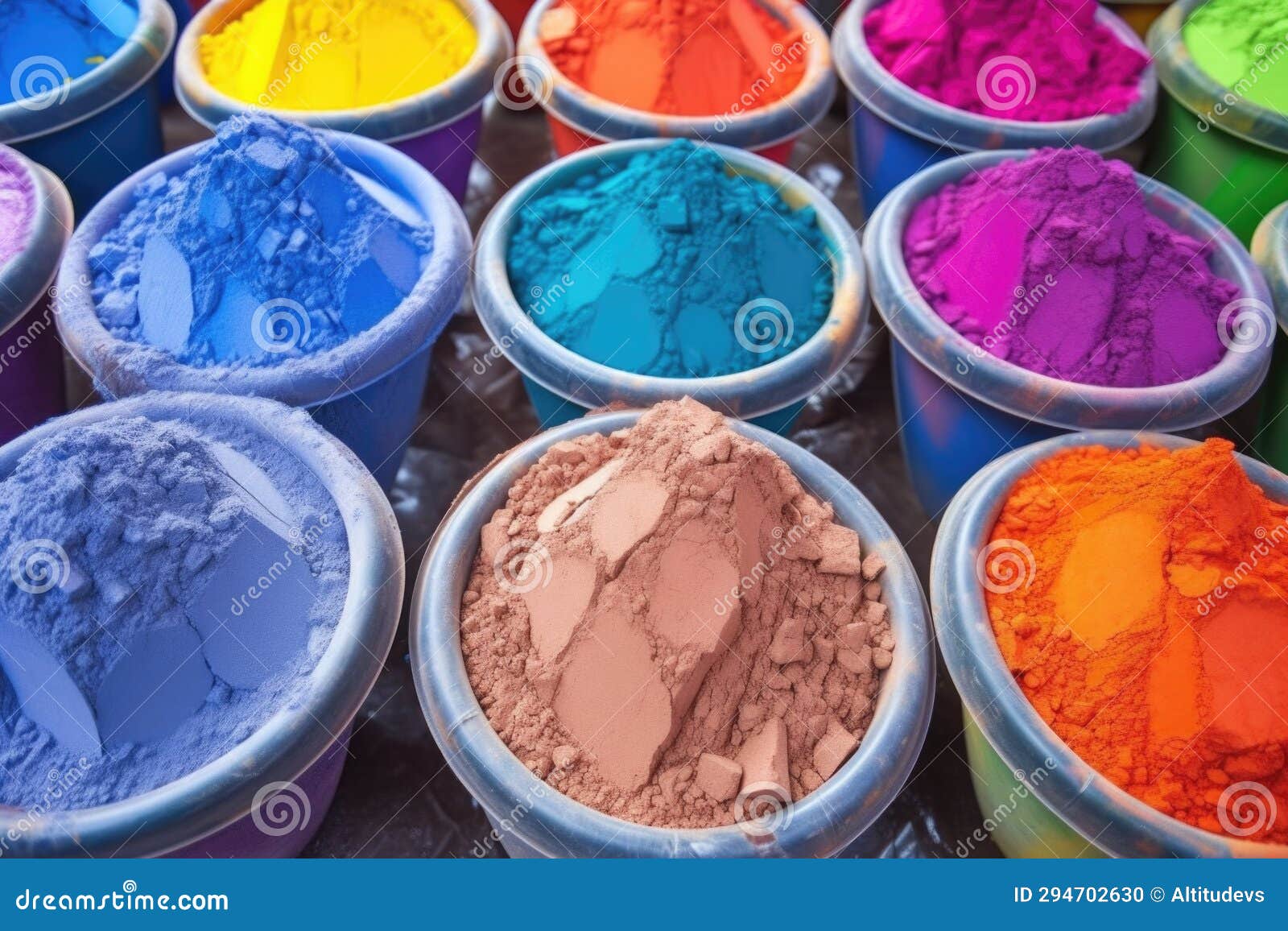 Piles of Colored Cement Powder Ready To Mix Stock Photo - Image of ...