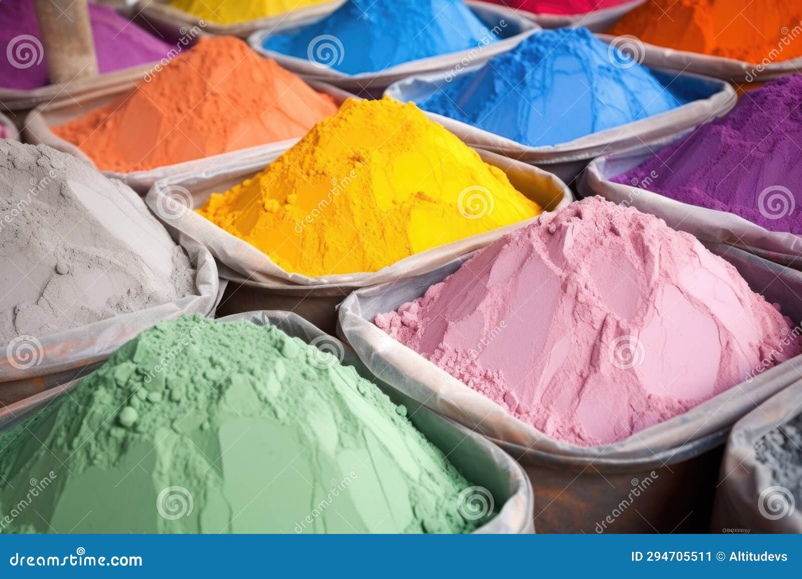 Piles of Colored Cement Powder Ready To Mix Stock Illustration ...