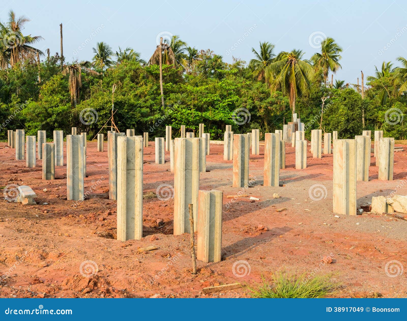 Piles in construction stock image. Image of concrete - 38917049
