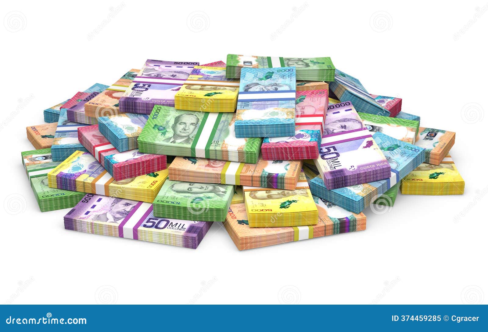 Costa Rican Colones Coins And Banknotes Stock Image | CartoonDealer.com ...