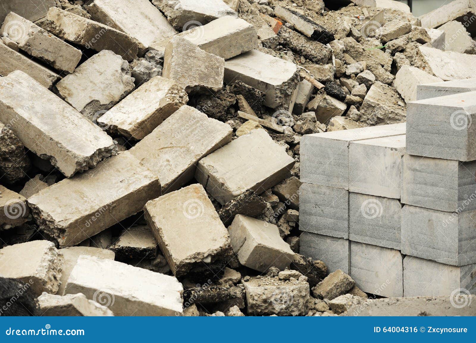 Piles of Damaged Bricks in Construction Site Stock Photo - Image of ...