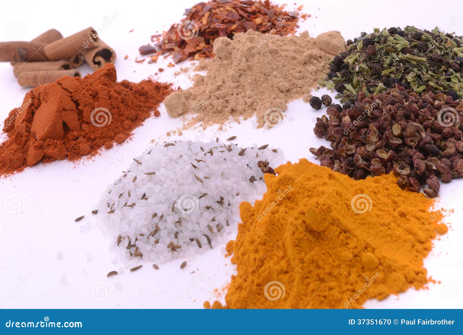 Piles of different spices stock photo. Image of spicy - 37351670