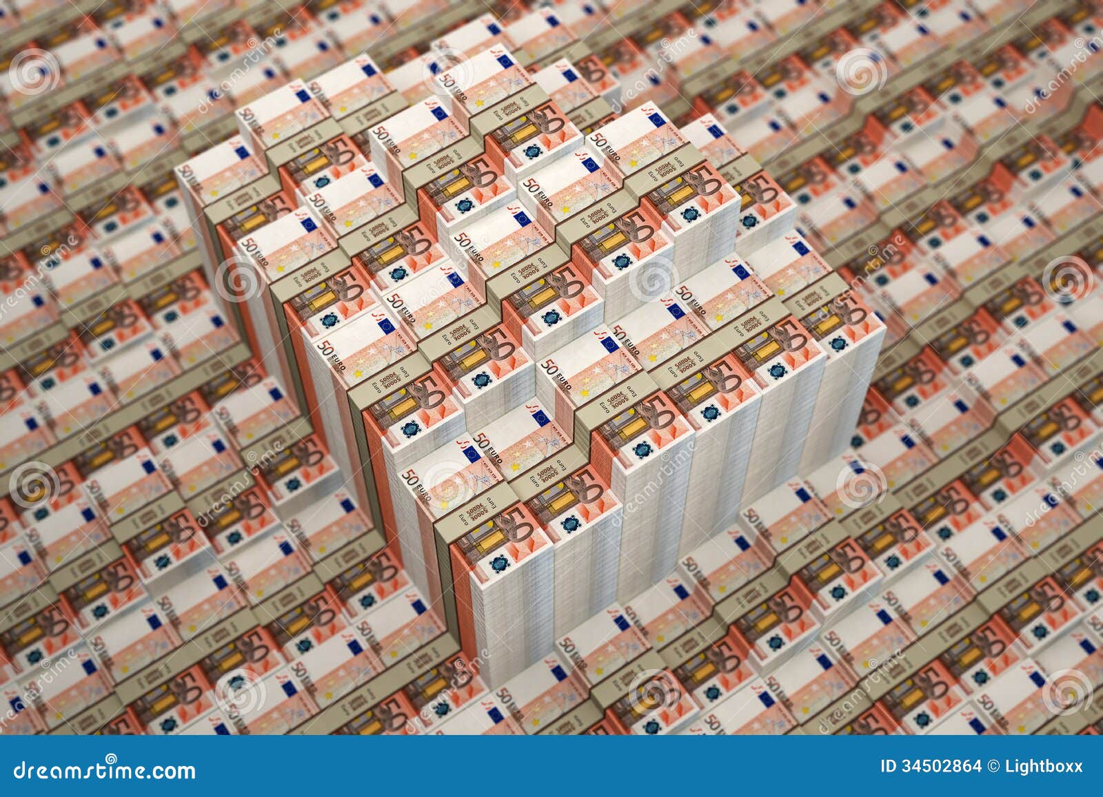 Piles of 50 Euro banknotes stock photo. Image of finance - 34502864