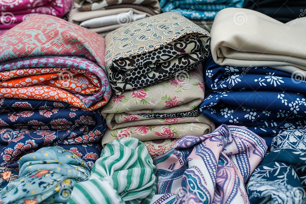 Piles of Folded Hijabs in Various Patterns Stock Image - Image of ...