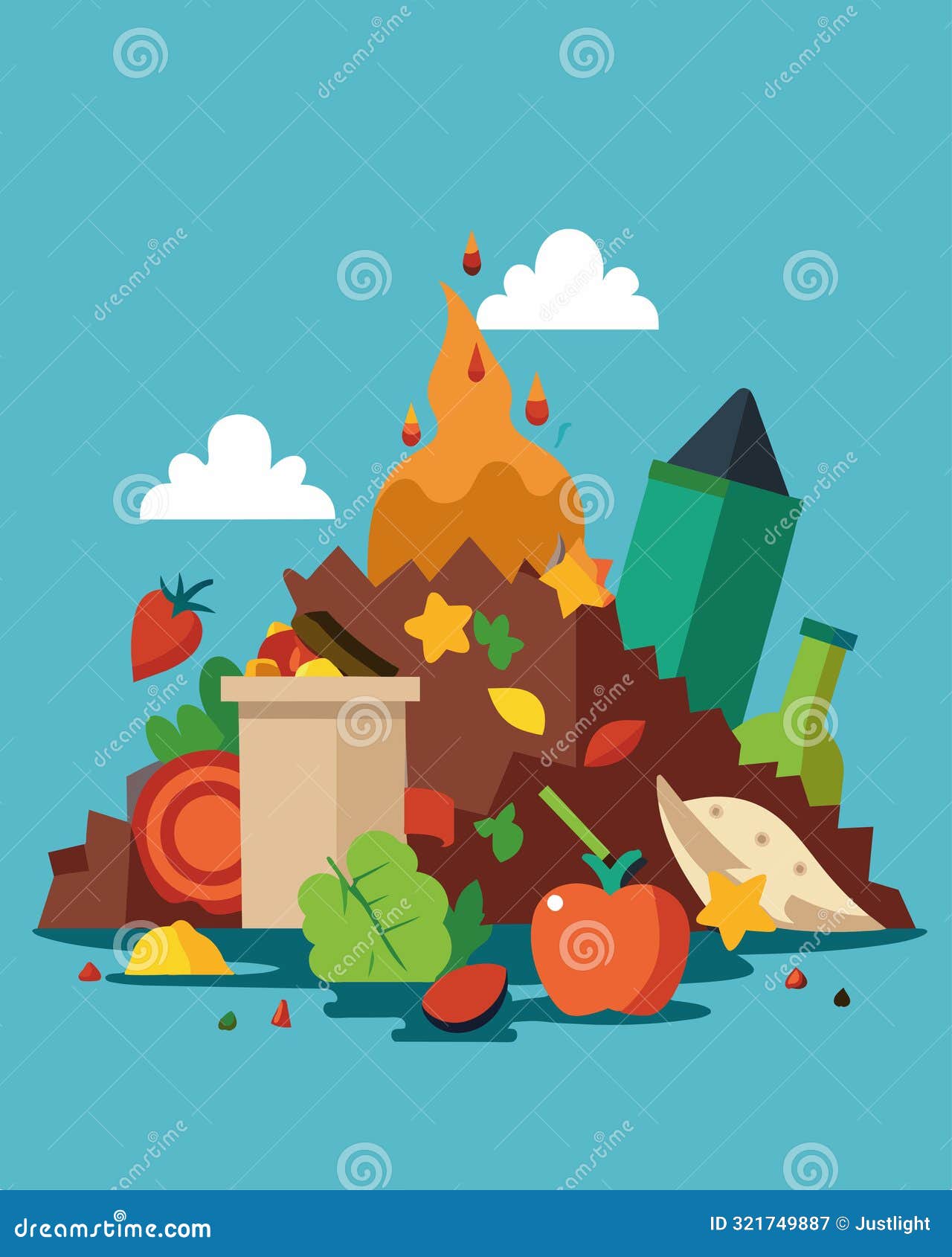 Piles of Food Scraps and Leftovers Left Behind and Forgotten.. Vector ...