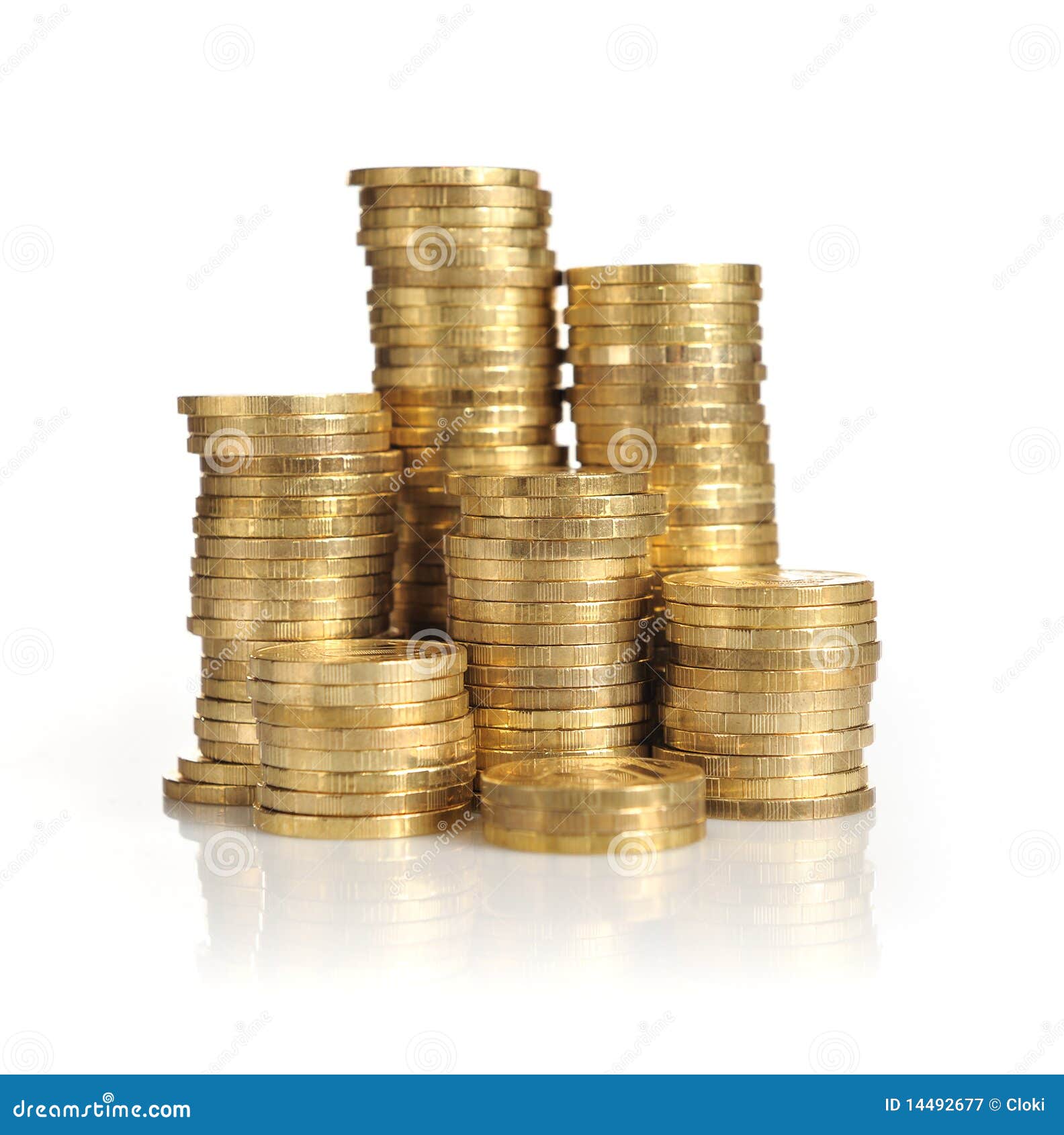 Piles of gold coins stock image. Image of business, balancing - 14492677