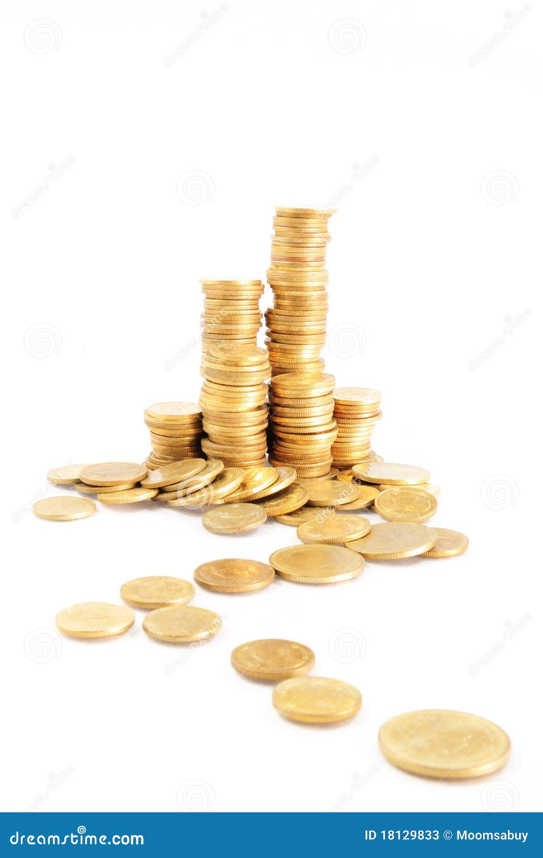 Piles of gold coins stock image. Image of heaped, towers - 18129833