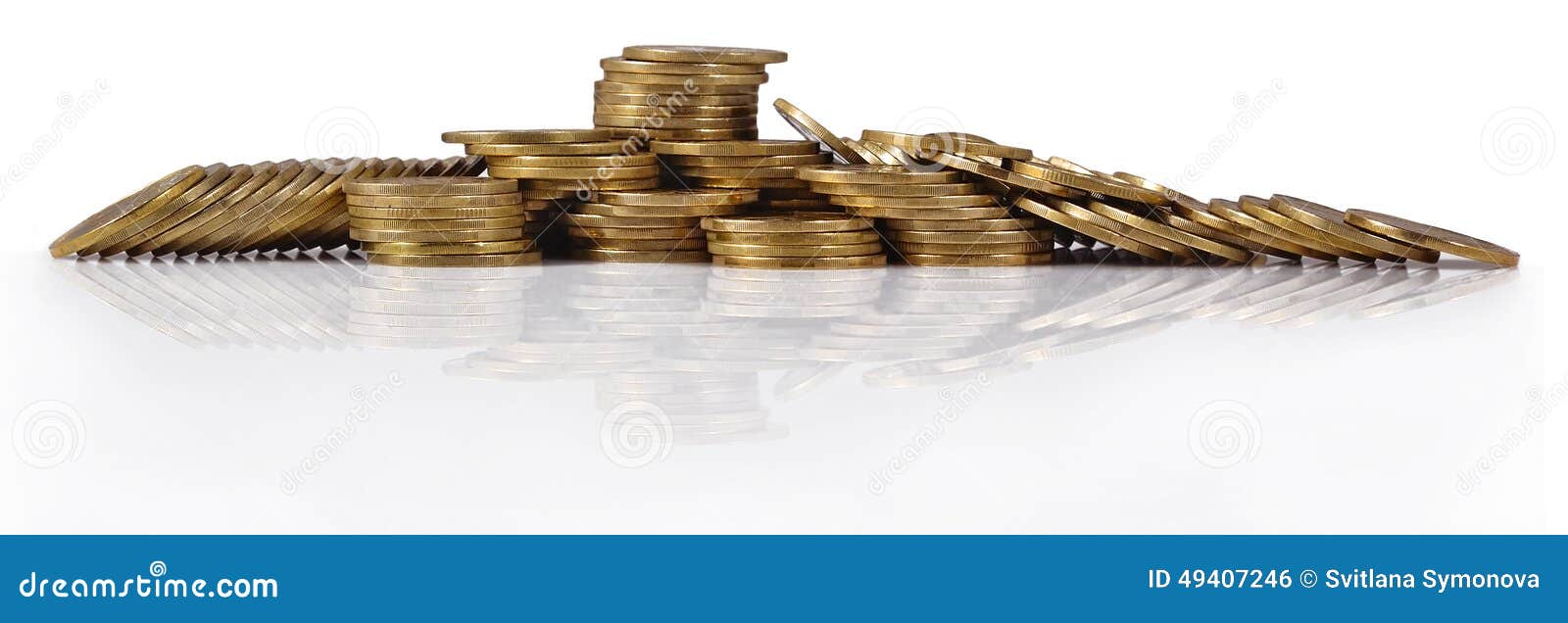 Piles of Gold Coins on a White Stock Photo - Image of currency, profit ...