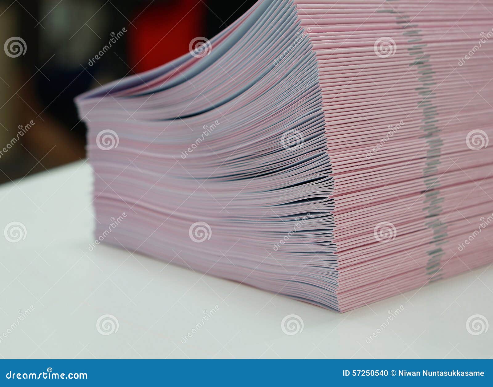Piles of Handout Papers Placed on Table Stock Photo - Image of ...