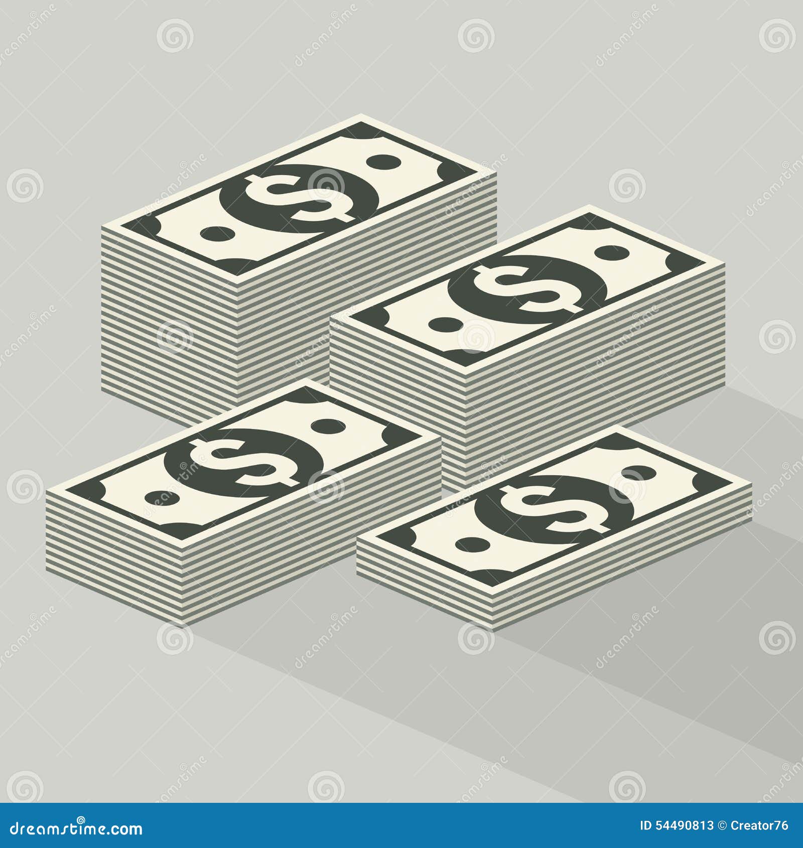 Piles of money on grey stock vector. Illustration of cash - 54490813