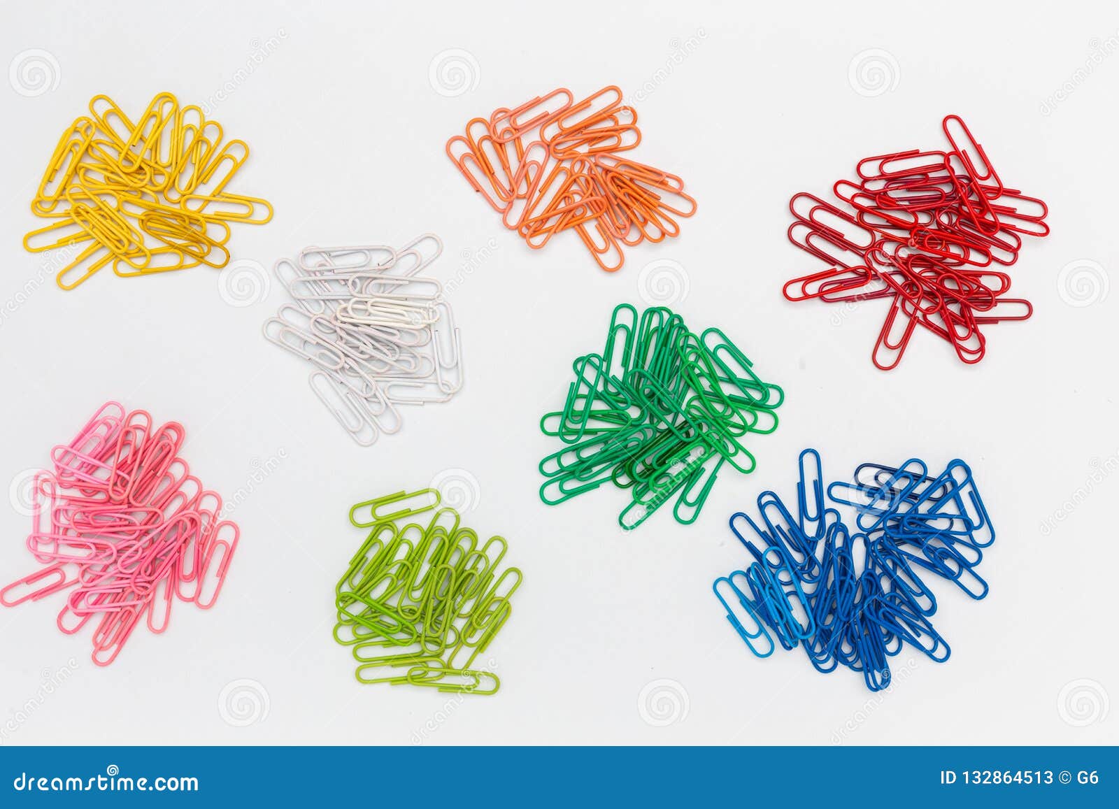 Piles of Multi-colored Paper Clips on White Background Stock Image ...