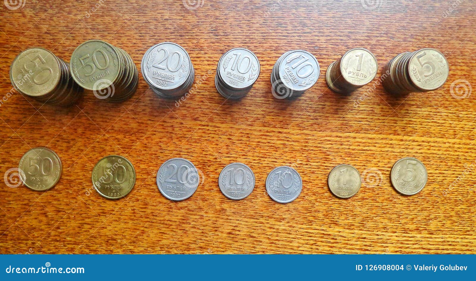 Piles of Old Coins on the Table Stock Photo - Image of collectible ...