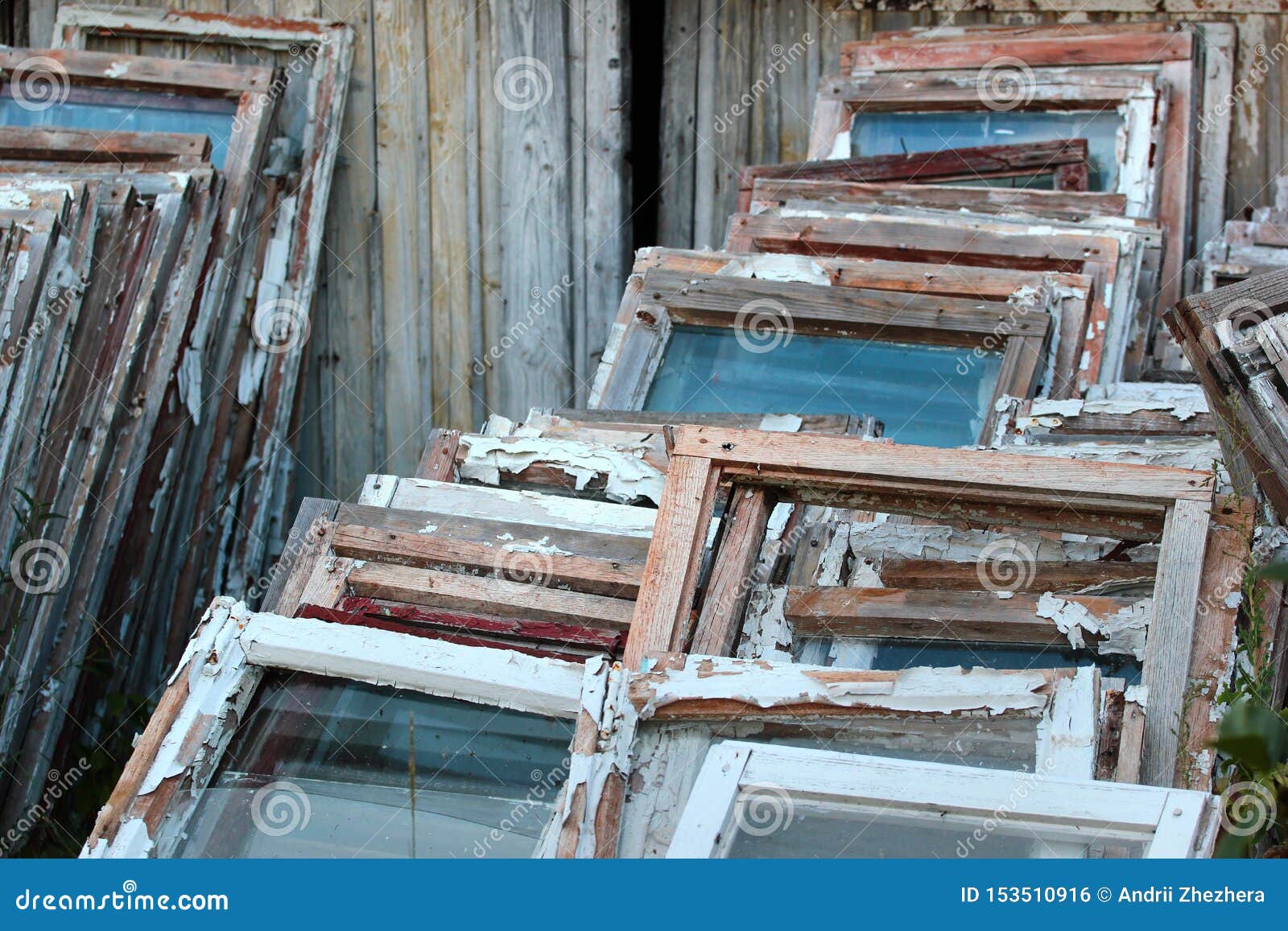 Piles of Old Wooden Frames and Windows Stock Photo - Image of industry ...