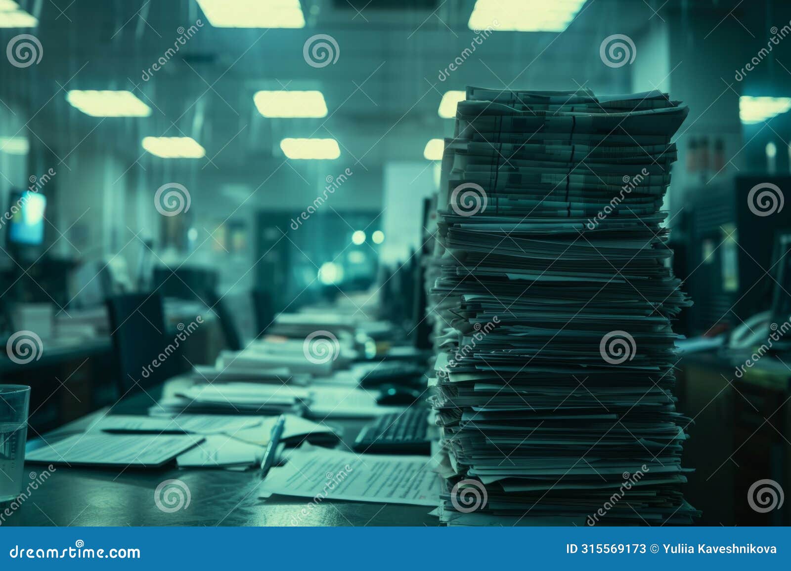 Piles of Paper Office Filled with Paperwork Full Archive File Documents ...