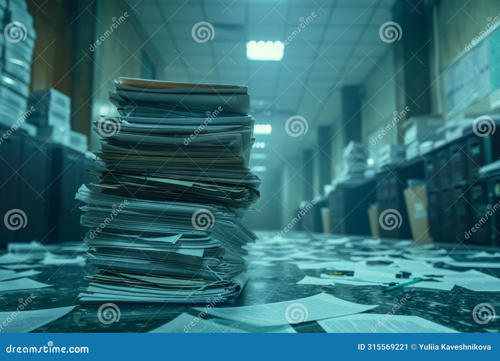 Piles of Paper Office Filled with Paperwork Full Archive File Documents ...