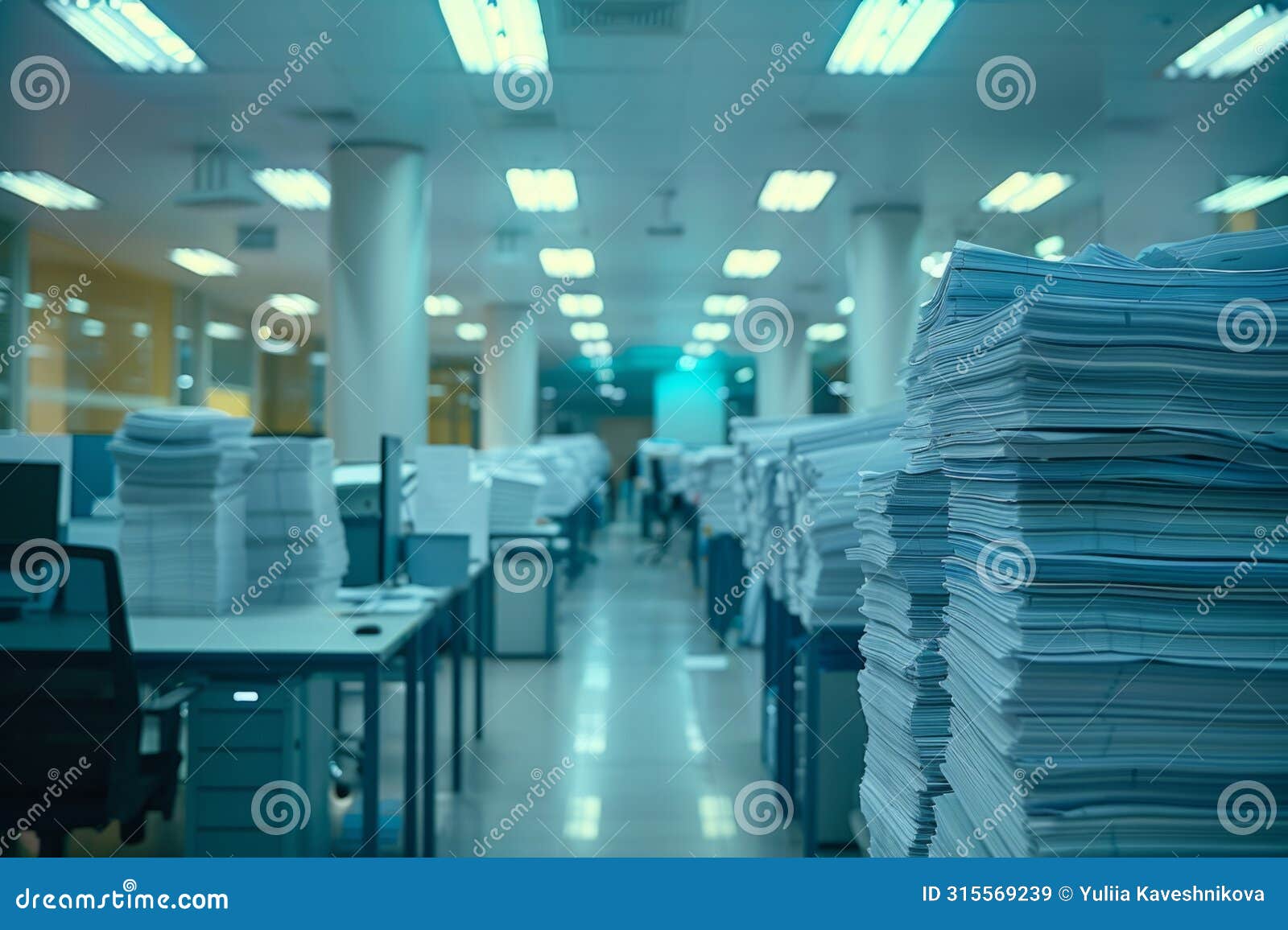 Piles of Paper Office Filled with Paperwork Full Archive File Documents ...