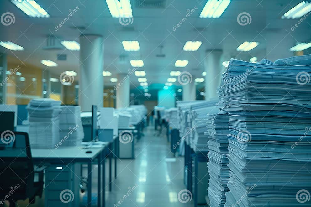 Piles of Paper Office Filled with Paperwork Full Archive File Documents ...