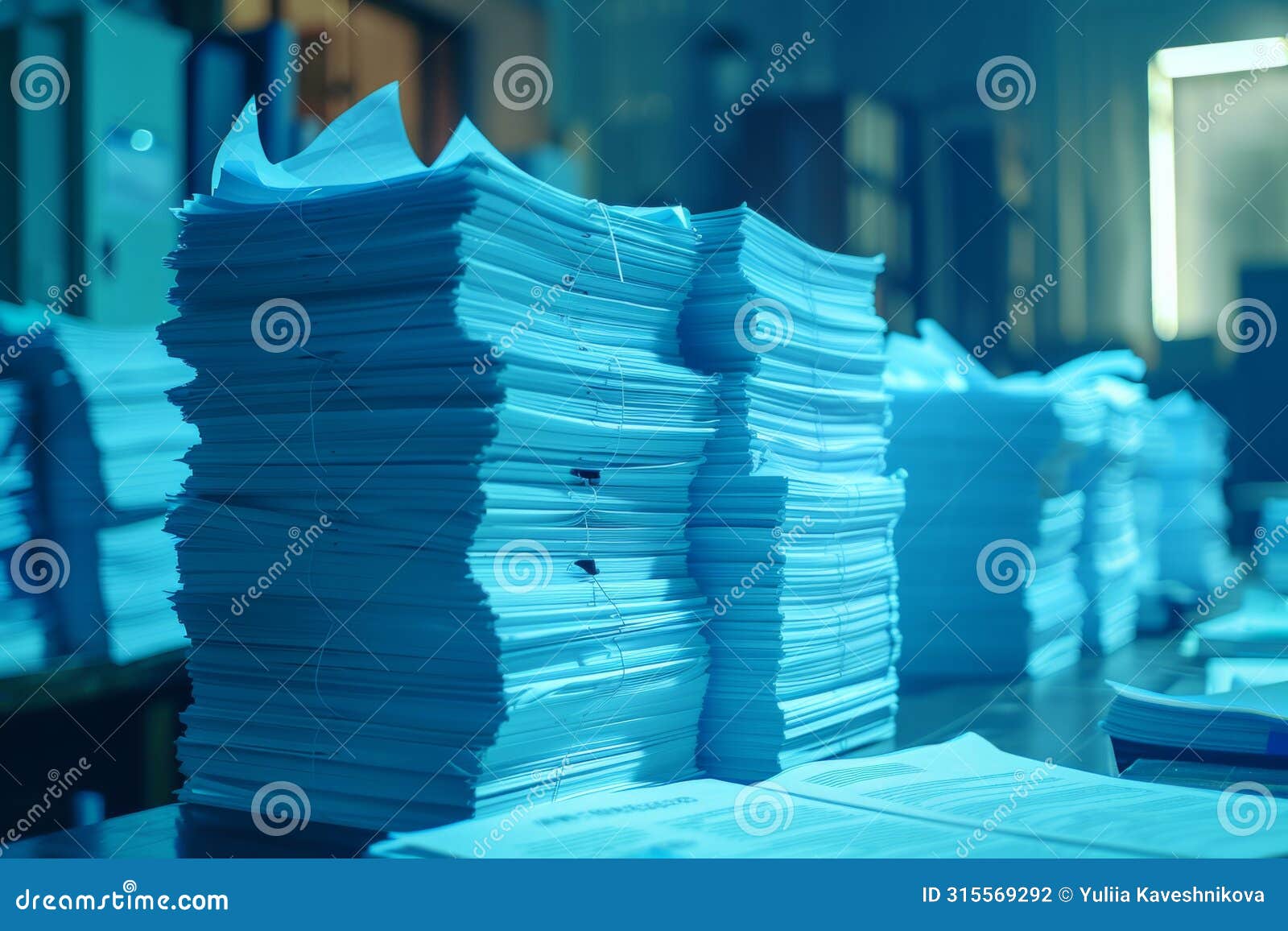 Piles of Paper Office Filled with Paperwork Full Archive File Documents ...