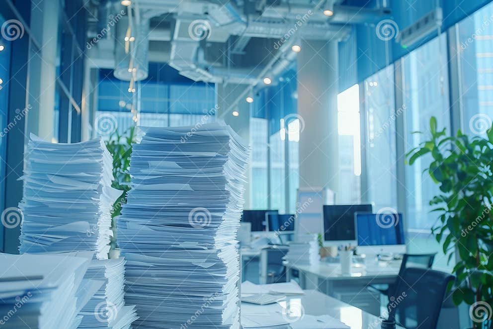 Piles of Paper Office Filled with Paperwork Full Archive File Documents ...