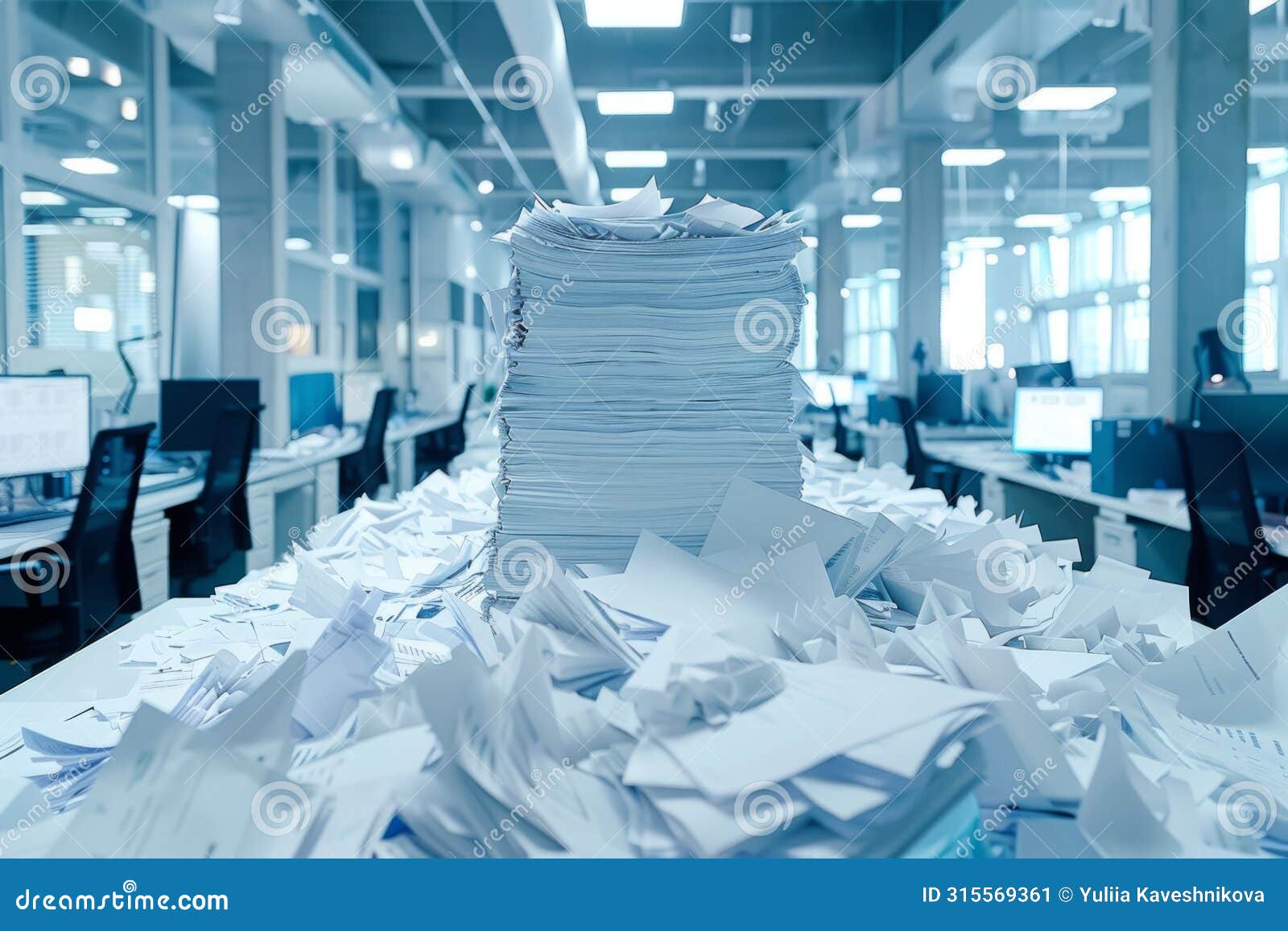 Piles of Paper Office Filled with Paperwork Full Archive File Documents ...