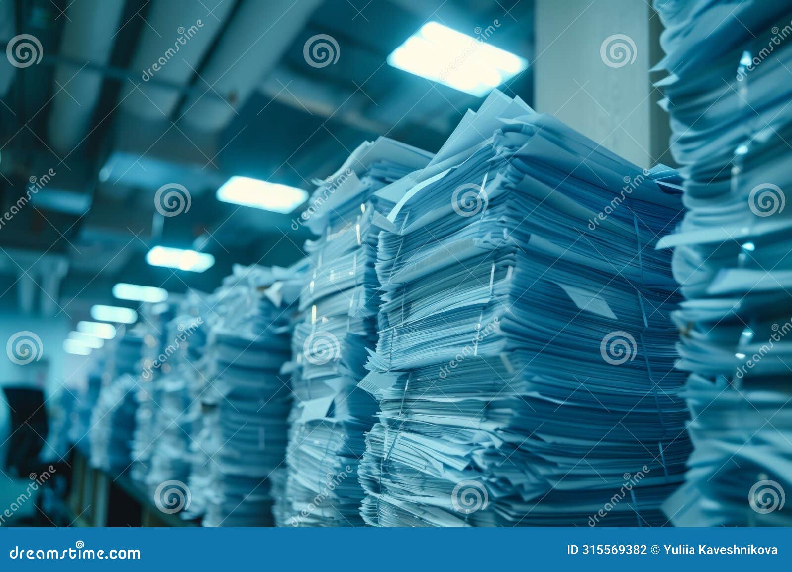 Piles of Paper Office Filled with Paperwork Full Archive File Documents ...