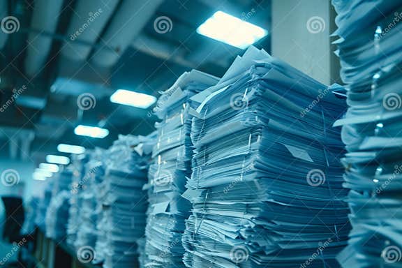 Piles of Paper Office Filled with Paperwork Full Archive File Documents ...