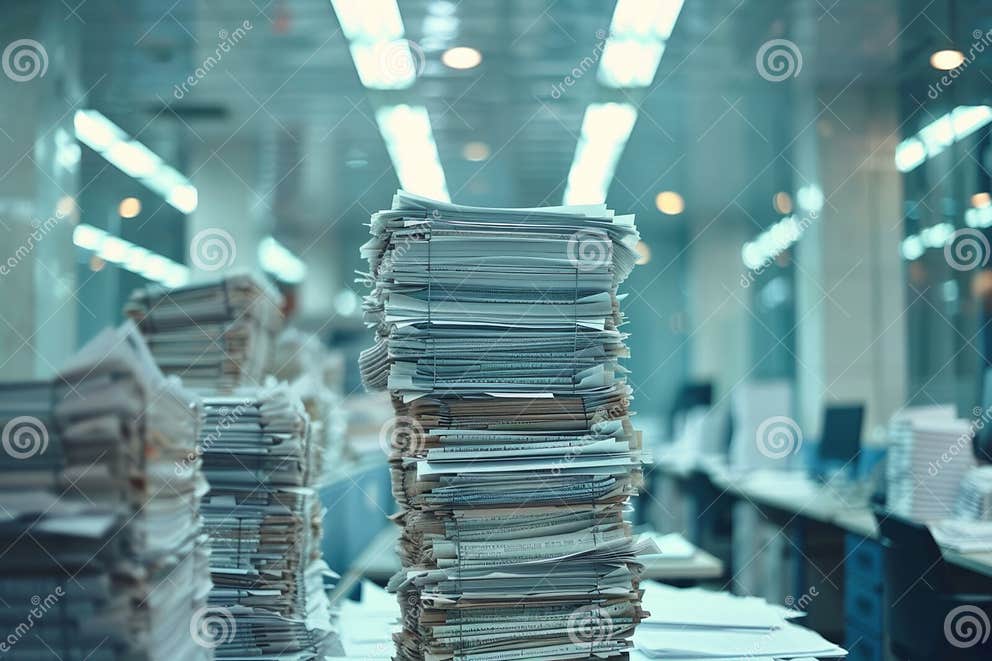 Piles of Paper Office Filled with Paperwork Full Archive File Documents ...