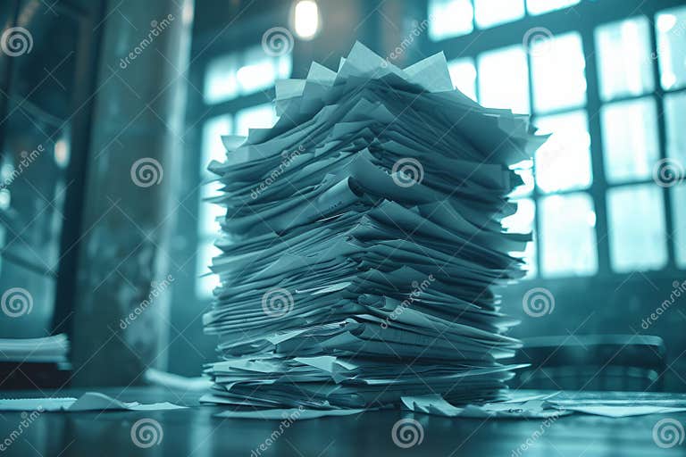 Piles of Paper Office Filled with Paperwork Full Archive File Documents ...