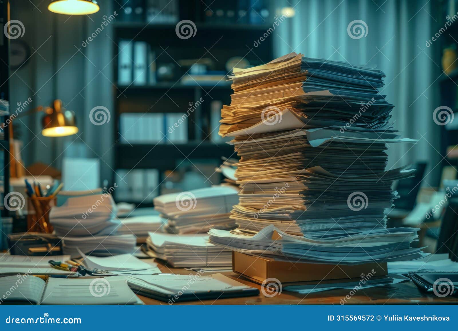 Piles of Paper Office Filled with Paperwork Full Archive File Documents ...