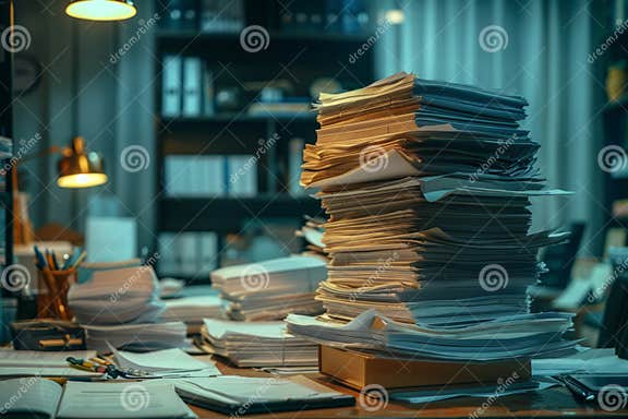 Piles of Paper Office Filled with Paperwork Full Archive File Documents ...