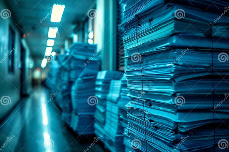 Piles of Paper Office Filled with Paperwork Full Archive File Documents ...